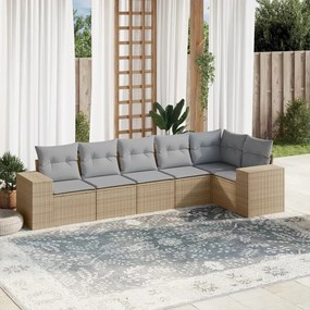 6dílná zahradní sedací souprava s poduškami béžová polyratan 3254926