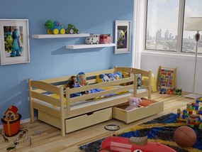Dřevěná postel ZUZKA 90x200 cm s úložným prostorem borovice masiv