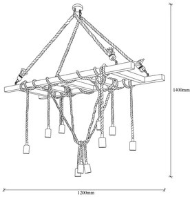 Lustr na lanku EREBOS 12xE27/40W/230V hnědá