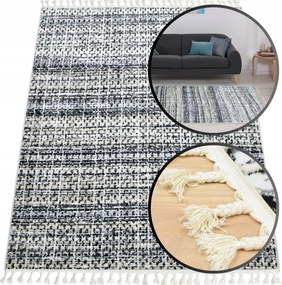 Šedý Turecký Koberec Shaggy Ankona Koberce Do Obývacího Pokoje Boho Loft 160x230