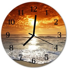 Skleněné hodiny kulaté Mořská pláž