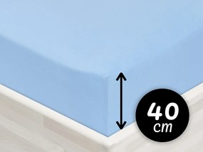 Jersey napínací prostěradlo na extra vysokou matraci JR-014 Nebesky modré 90 x 220 - výška 40 cm