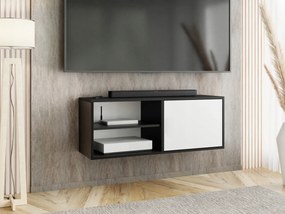 TV skříňka EDI 2 černý + bílý otevřená TV skříňka s policí