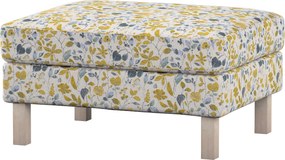 Potah na podnožku IKEA Karlstad barva žlutá látka pletený vzor, vzorované