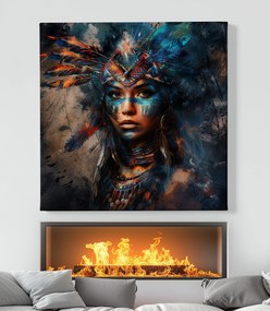 Obraz na plátně - Indiánská žena Hnědá perla FeelHappy.cz Velikost obrazu: 120 x 120 cm