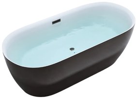 BPS-koupelny Volně stojící akrylátová vana HYD-CES518A 150x75 bílá/černá, odtokový komplet černý