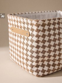 Sinsay - Úložný koš s geometrickým vzorem a úchytem - hnědá