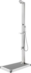 Zahradní sprcha s šedou základnou 225 cm nerezová ocel 3070782
