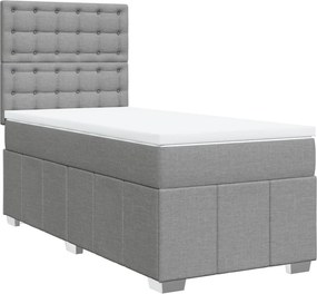 Box spring postel s matrací světle šedá 90x200 cm textil 3291565