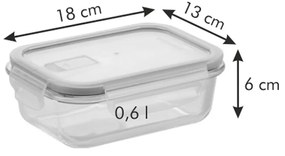 Dóza FRESHBOX GLASS 0,6 l, obdélníková