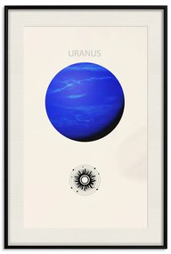 Plakát Modrý Uran - plynný obr se sluneční soustavou v modrých tónech