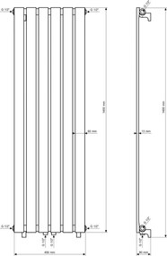 Gamma Vertical, topné těleso 450x1400 mm, 687 W, bílá matná, GMA-VERT-14045-WH