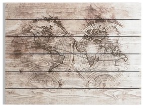 Obraz - tisk na dřevě 105391, Wood World Map, Mapa světa, Wall Art, Graham & Brown