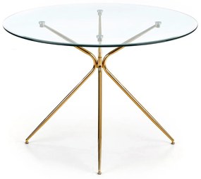 Stůl Rondo zlatý / průhledné sklo