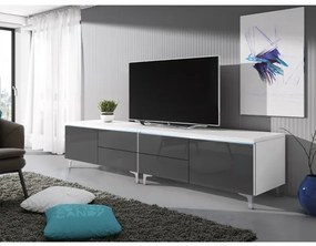 TV stolek Cleo XI-W Double L+P, Barva: bílý / šedý lesk