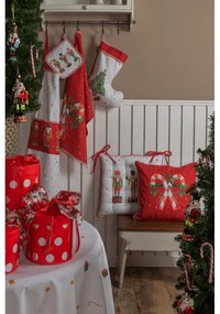 Červená bavlněná utěrka s lízátky Happy Little Christmas – 50x70 cm
