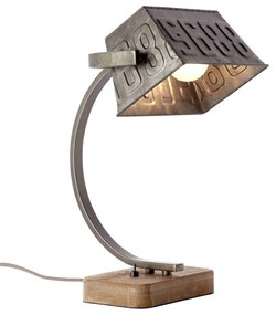 Kovová stolní lampa Drake s dřevěnou nohou