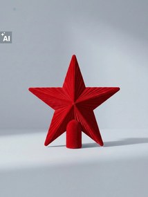 Sinsay - Špička na vánoční stromek ve tvaru hvězdy se sametovým povrchem - červená