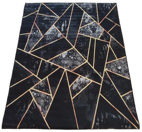 Moderní kusový koberec BLACK and GOLD N 16 Geometrický černý zlatý Rozměr: 60x100 cm