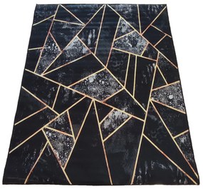 Moderní kusový koberec BLACK and GOLD N 16 Geometrický černý zlatý Rozměr: 80x150 cm