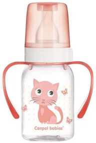 Canpol babies Láhev s úchyty Cute animals 120 ml Růžová