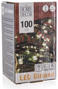 Světelný řetěz vnitřní / venkovní studené bílé světlo 100 LED, 10 + 5 m, 8 funkcí