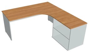 Sestava stolu a skříně levá 180 cm - Hobis Gate GE 1800 60 H L Dekor stolové desky: olše, Dekor lamino podnože: šedá