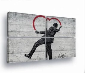 Obraz 120x80 Banksy street-art graffiti srdce láska městské umění emoce