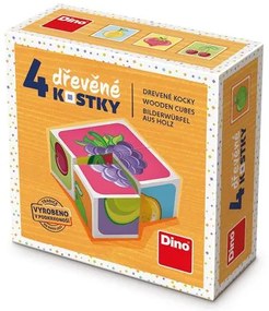 Dino Dřevěné kostky Ovoce 4 ks