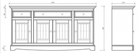 Massive home | Šedá komoda z masivu Belluno Elegante 4D3S s dubovou deskou