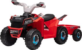 HOMCOM Dětský elektrický čtyřkolový vozík 6V, Dětský vozidlo, Elektrické auto s přívěsem pro děti 1,5-3 roky, 2,5 km/h, Kov, 106 x 41,5 x 48,5 cm, Čer