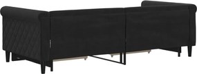 Válenda s přistýlkou a zásuvkami černá 90 x 200 cm samet 3197823