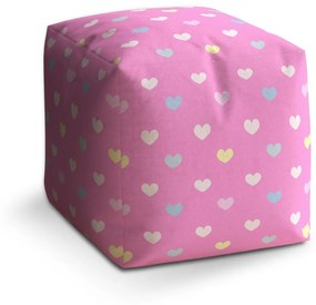 Sablio Taburet Cube Srdce na růžové: 40x40x40 cm