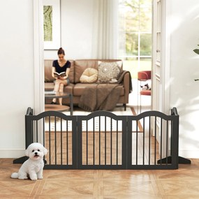 Bariérový plot pro psy Volně stojící ochranný plot s nožičkami, skládací plot pro psy, 5 panelů, 261,5 x 29,5 x 61 cm, černý