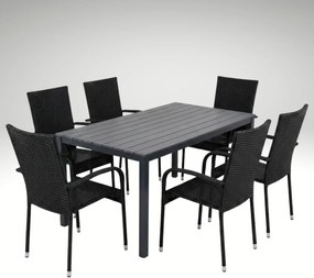 Vikio Zahradní ratanový set 150x90 pro 6 osob DT276-S šedý