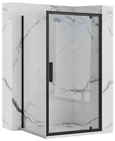 Rea Swing, rohový sprchový kout 100 (dveře) x 90 (stěna) x 195 cm, 6mm čiré sklo, černý profil, KPL-009929
