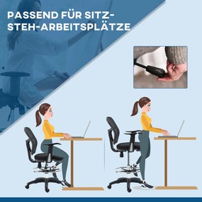 Kancelářská židle Vinsetto Ergonomická počítačová židle 95-115 cm s područkami a podnožkou Mesh Black pro kancelář a domácí kancelář |