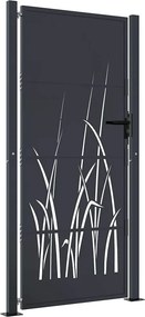 Zahradní branka antracitová 100 x 175 cm ocelová, design trávy 153170