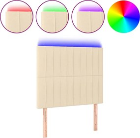 Čelo postele s LED krémové 100x5x118/128 cm textil 3122657