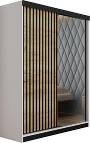 Posuvná skříň MALANI 138 - bílý + dub Craft zlatý 138x205x59 cm