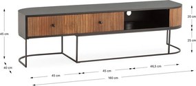 TV stolek z mangového dřeva v přírodní barvě 160x45x40 cm Curve – MOME