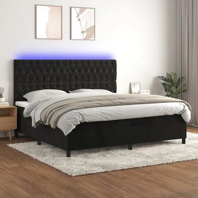 Box spring postel s matrací a LED černá 200x200 cm samet 3136325