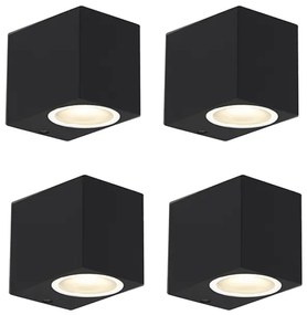 Sada 4 moderních nástěnných lamp černých IP44 - Baleno
