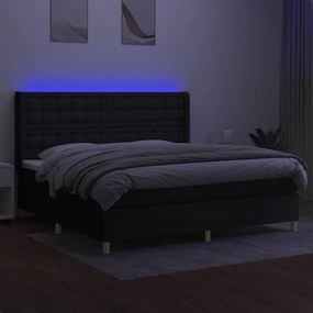 Box spring postel s matrací a LED černá 200x200 cm textil 3139223