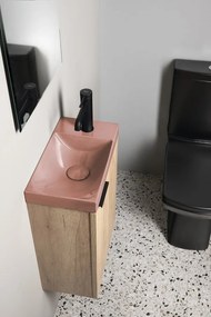 Sapho Agos betonové umývátko 40 x 22 cm s otvorem pro baterii bez přepadu levé/pravé růžová lesk AS40021