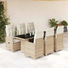 7dílný zahradní bistro set s poduškami béžový polyratan 3277104