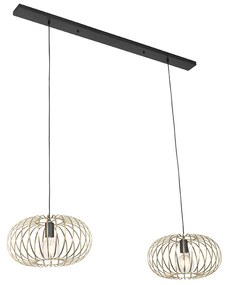 Designová závěsná lampa mosazná 2světlá - Johanna
