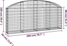 Klenutý gabionový koš 200 x 30 x 80/100 cm pozinkované železo 153464