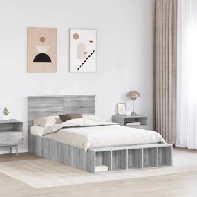 Rám postele s policí Šedá Sonoma 120 x 200 cm Kompozitní dřevo 3408394