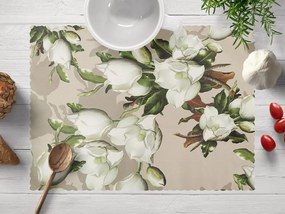 Biante Teflonové prostírání na stůl TF-063 Květy gardénie na hnědobéžovém 35x45 cm